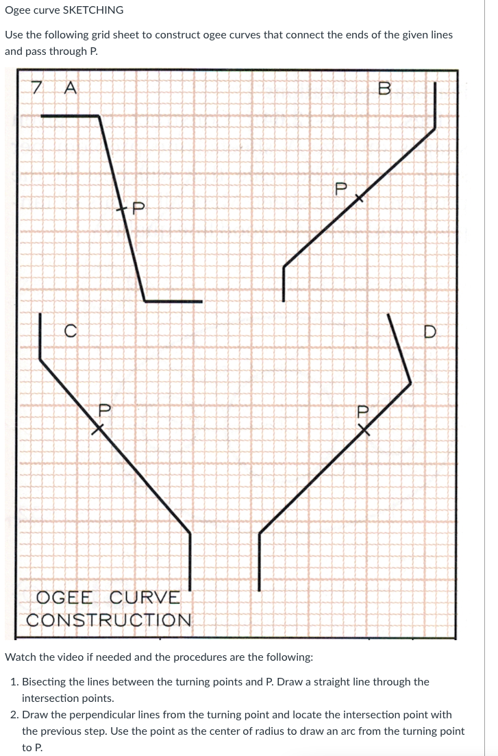 Solved Ogee curve SKETCHING Use the following grid sheet to | Chegg.com