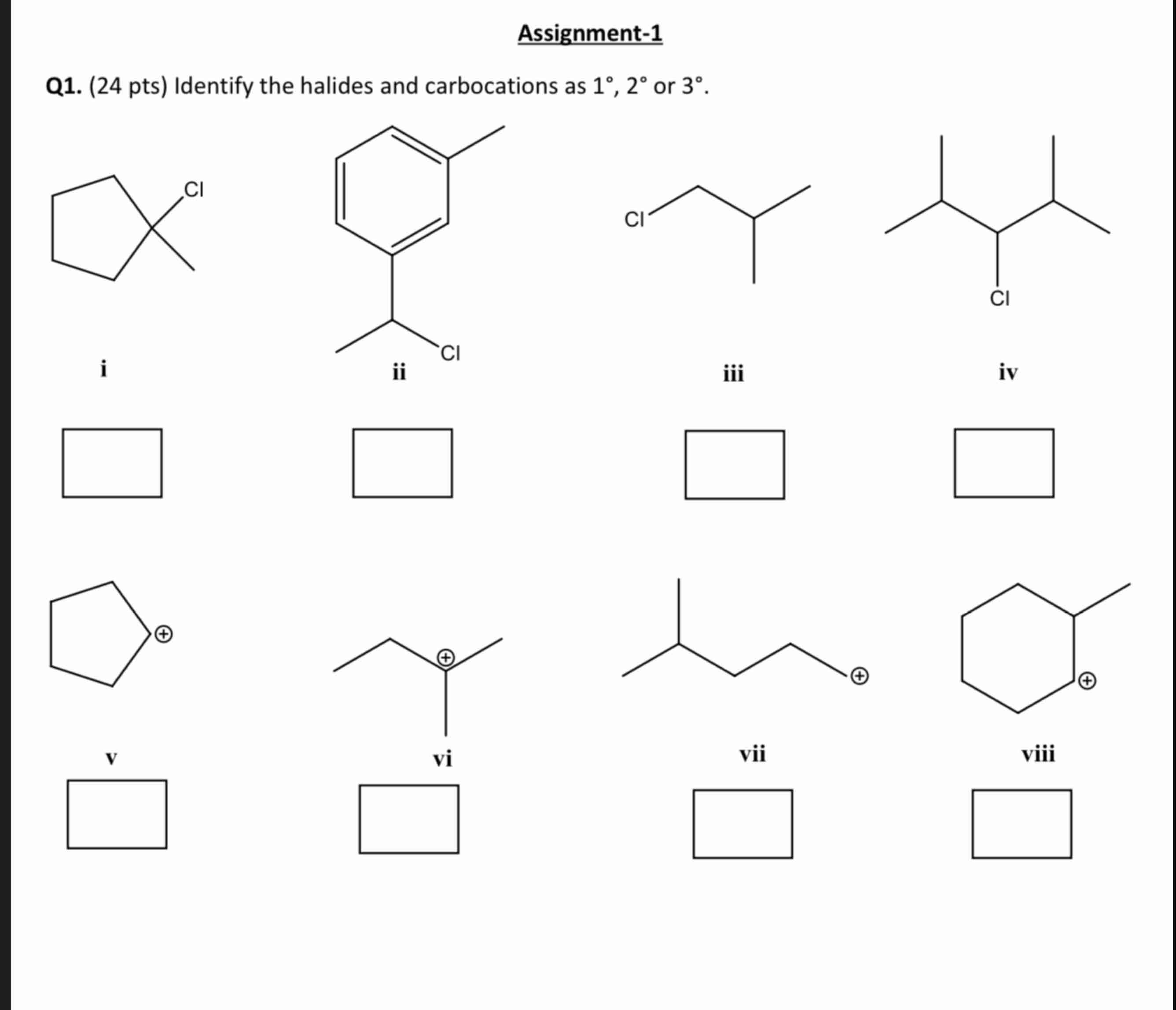 Solved Assignment-1Q1. (24 pts) ﻿Identify the halides and | Chegg.com