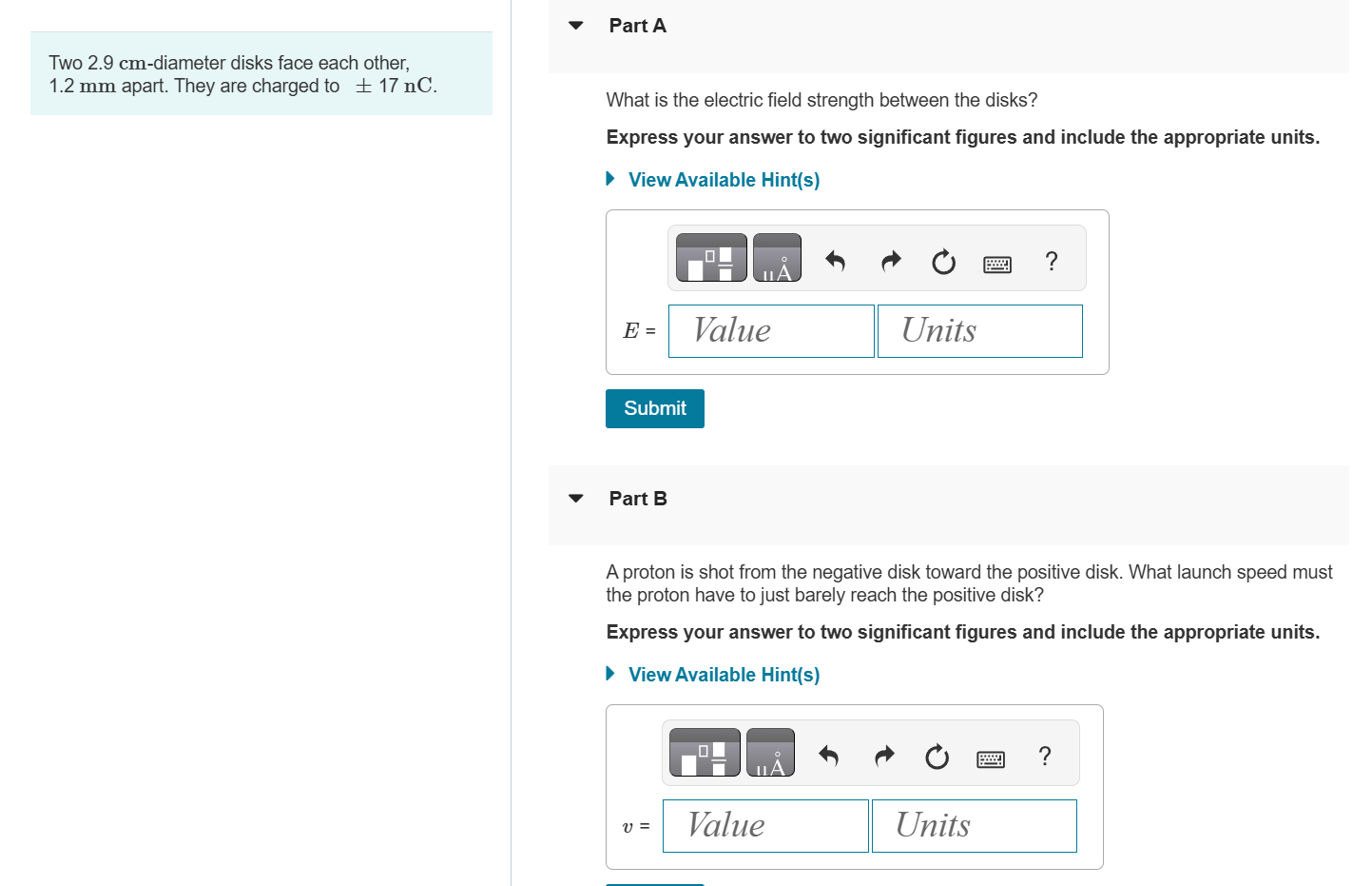 Solved Two 2.9 ﻿cm -diameter disks face each other,1.2 ﻿mm | Chegg.com