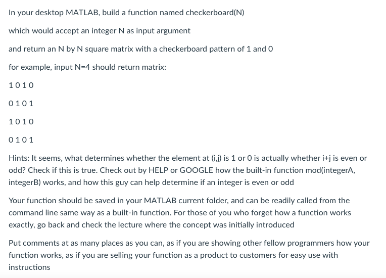 Solved In your desktop MATLAB, build a function named | Chegg.com