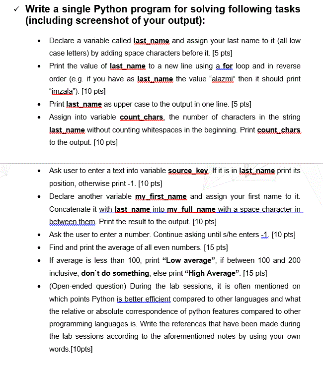 Solved Write a single Python program for solving following | Chegg.com