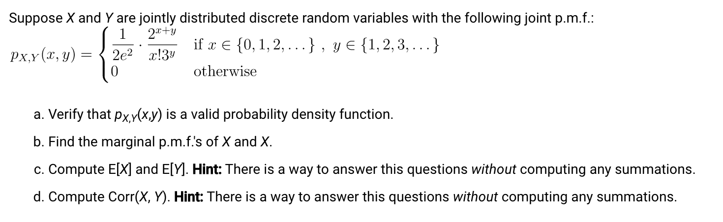 Solved 2xy Suppose X And Y Are Jointly Distributed Discrete 