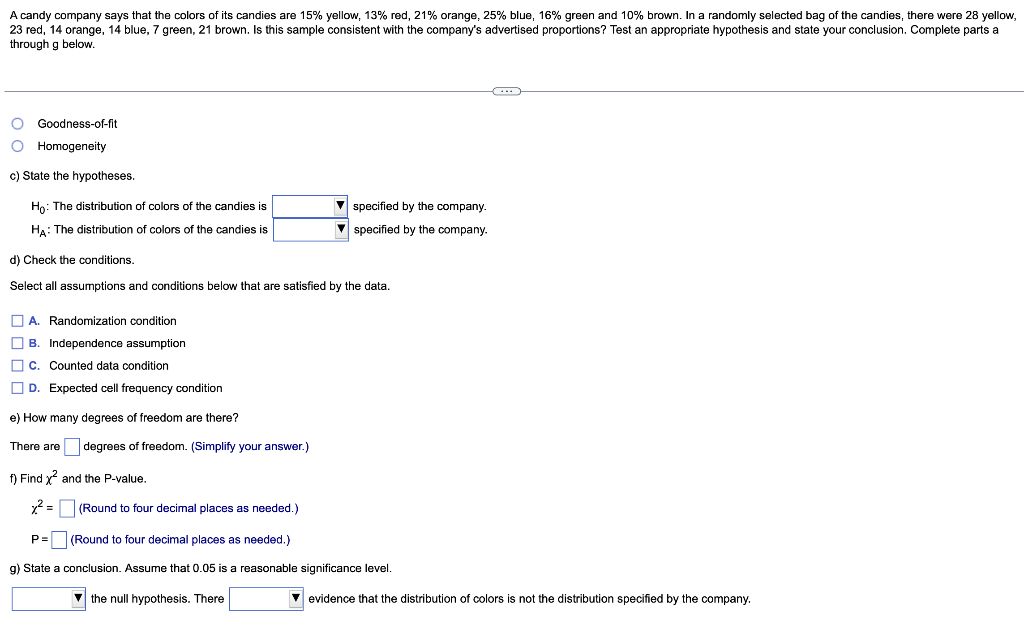 Solved A candy company says that the colors of its candies | Chegg.com
