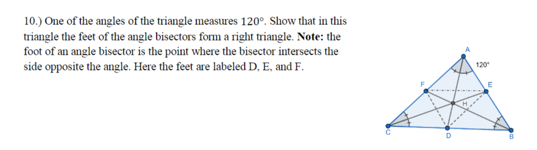 Solved 10.) One of the angles of the triangle measures 120°. | Chegg.com