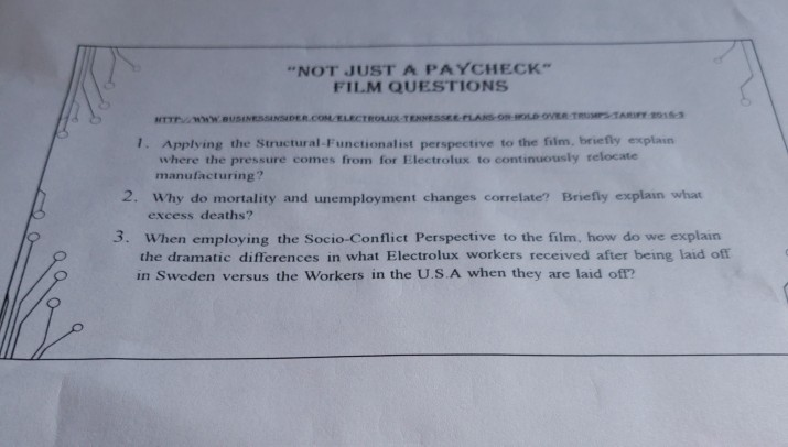 "NOT JUST A PAYCHECK" FILM QUESTIONS 1. Applying the | Chegg.com