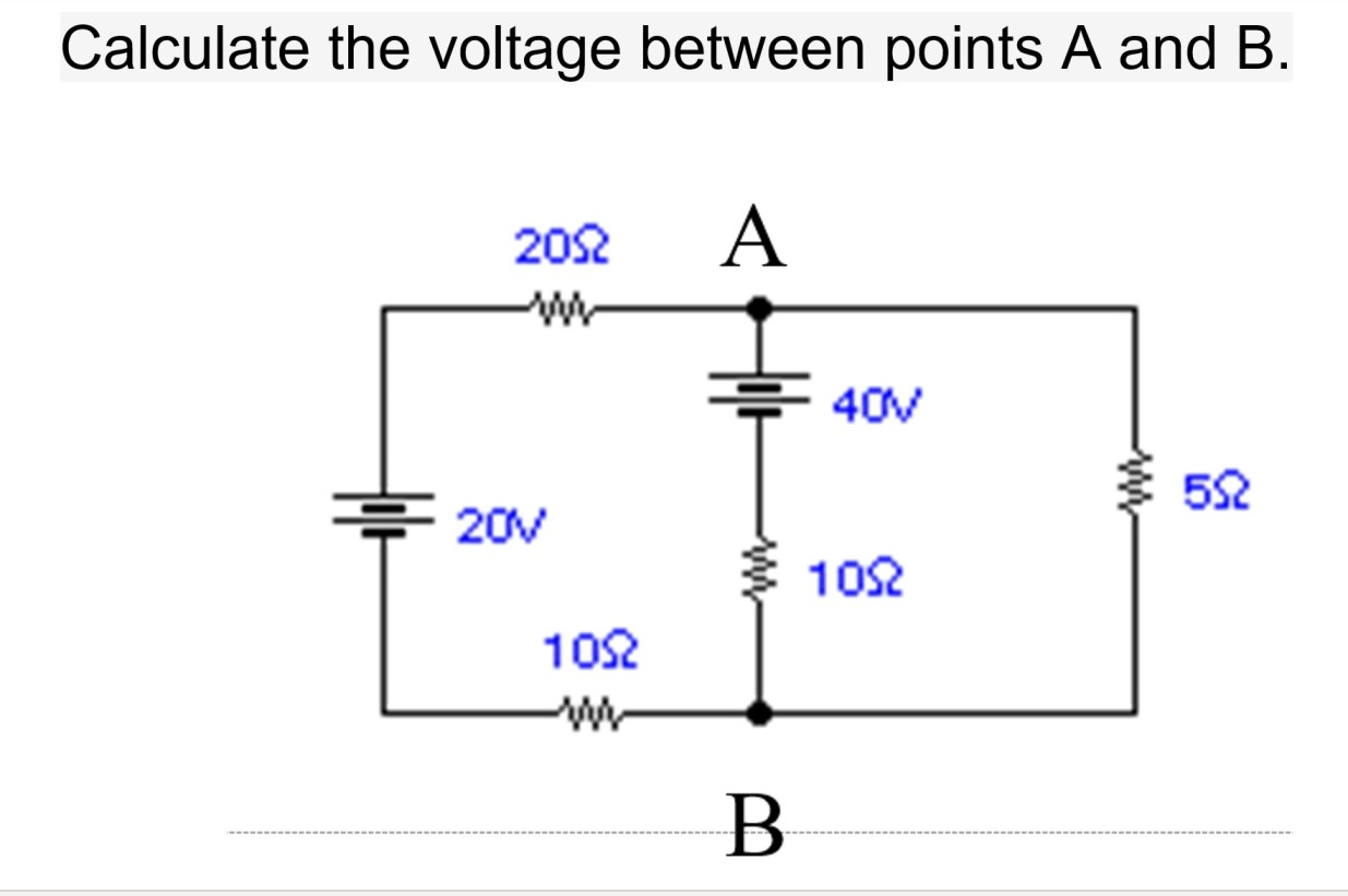 Solved Calculate the voltage between points A and B. 2012 A | Chegg.com