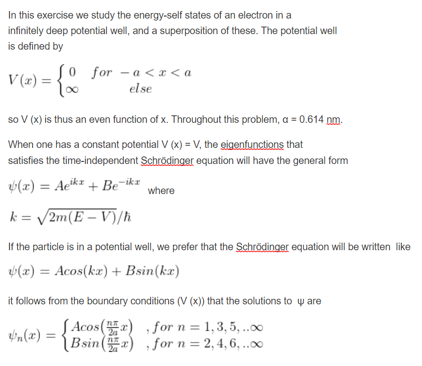 Solved In this exercise we study the energy-self states of | Chegg.com