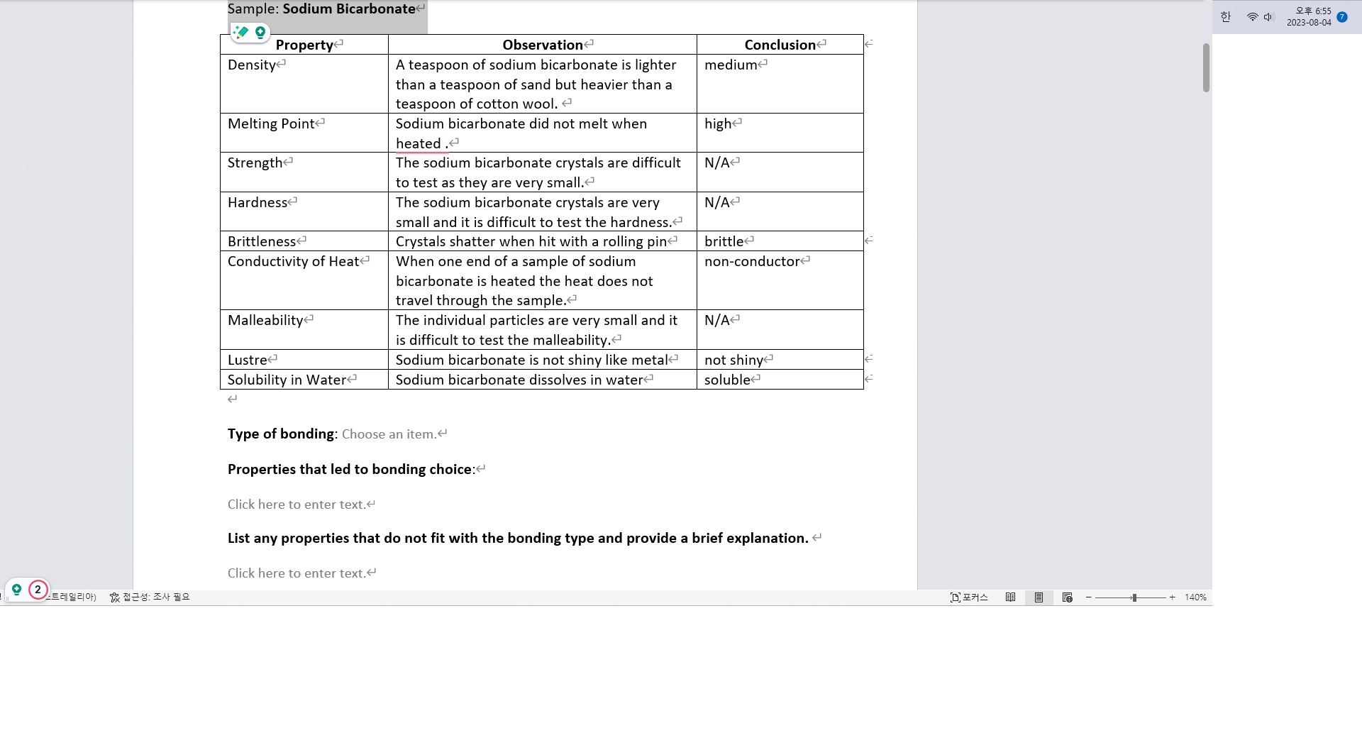 Solved Lab Activity 1: Bonding ExperimentPart 1A sample of | Chegg.com
