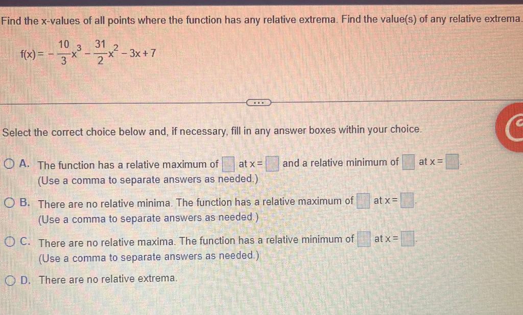 Solved Find the x-values of all points where the function | Chegg.com