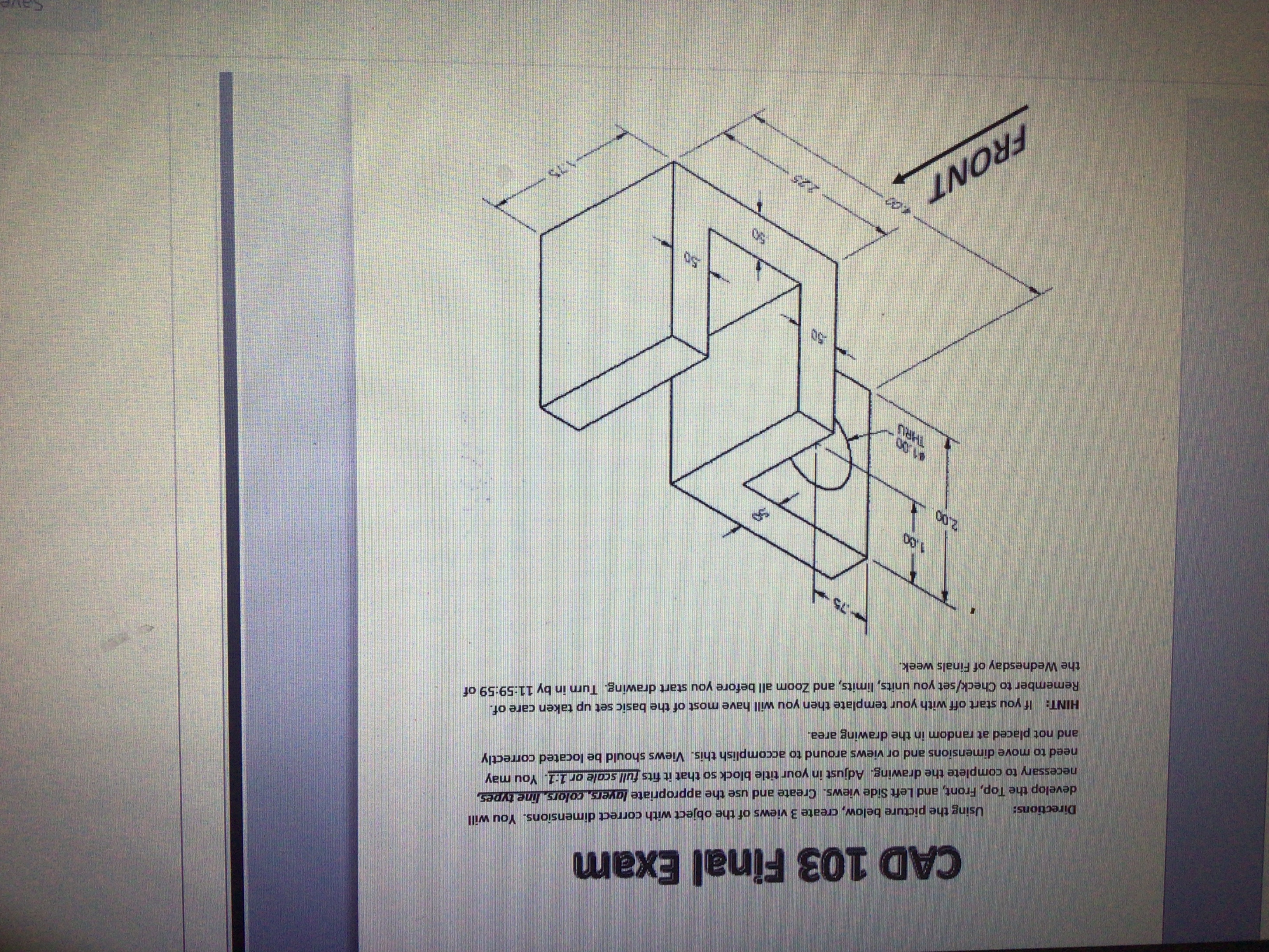 Solved CAD 103 ﻿Final ExamDirections: Using the picture | Chegg.com