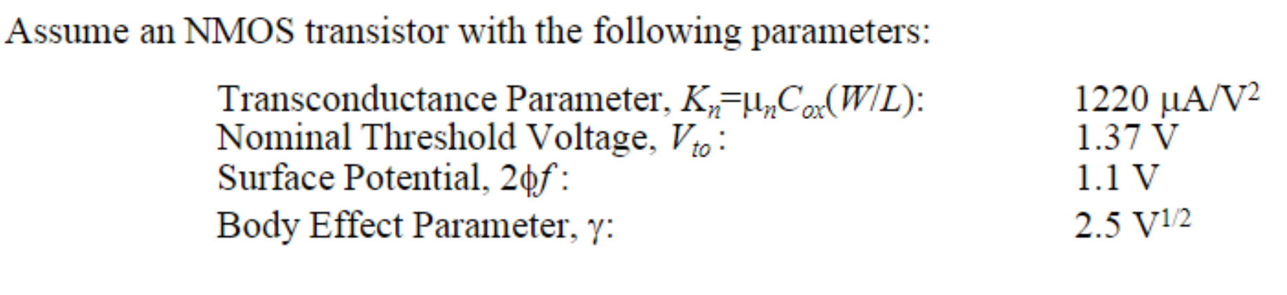 ume an NMOS transistor with the following parameters: | Chegg.com