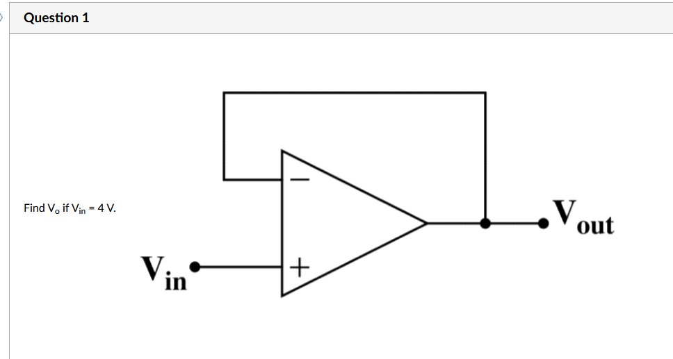 Solved Question 1 Find V. if Vin = 4V. Vout Vin + | Chegg.com