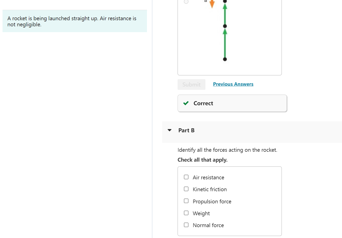Solved A rocket is being launched straight up. Air | Chegg.com