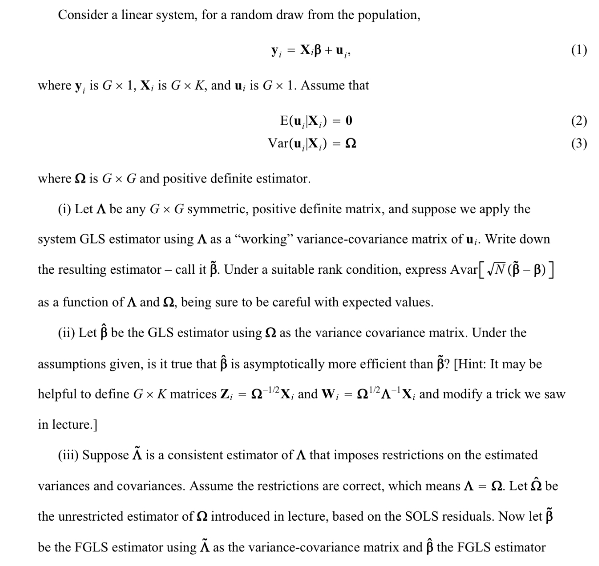 Solved Consider a linear system, for a random draw from the | Chegg.com