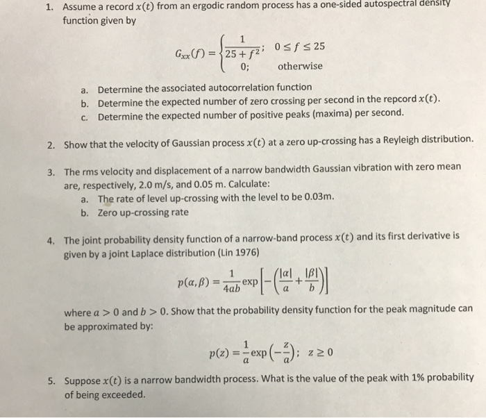 Assume a record x (t) from an ergodic random process | Chegg.com