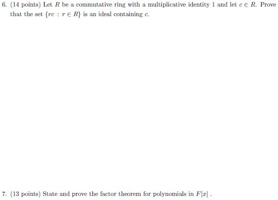 Solved 6. (14 points) Let R be a commutative ring with a | Chegg.com