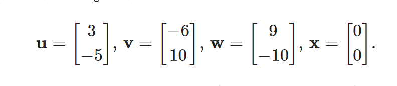 Solved Consider the following vectors: | Chegg.com