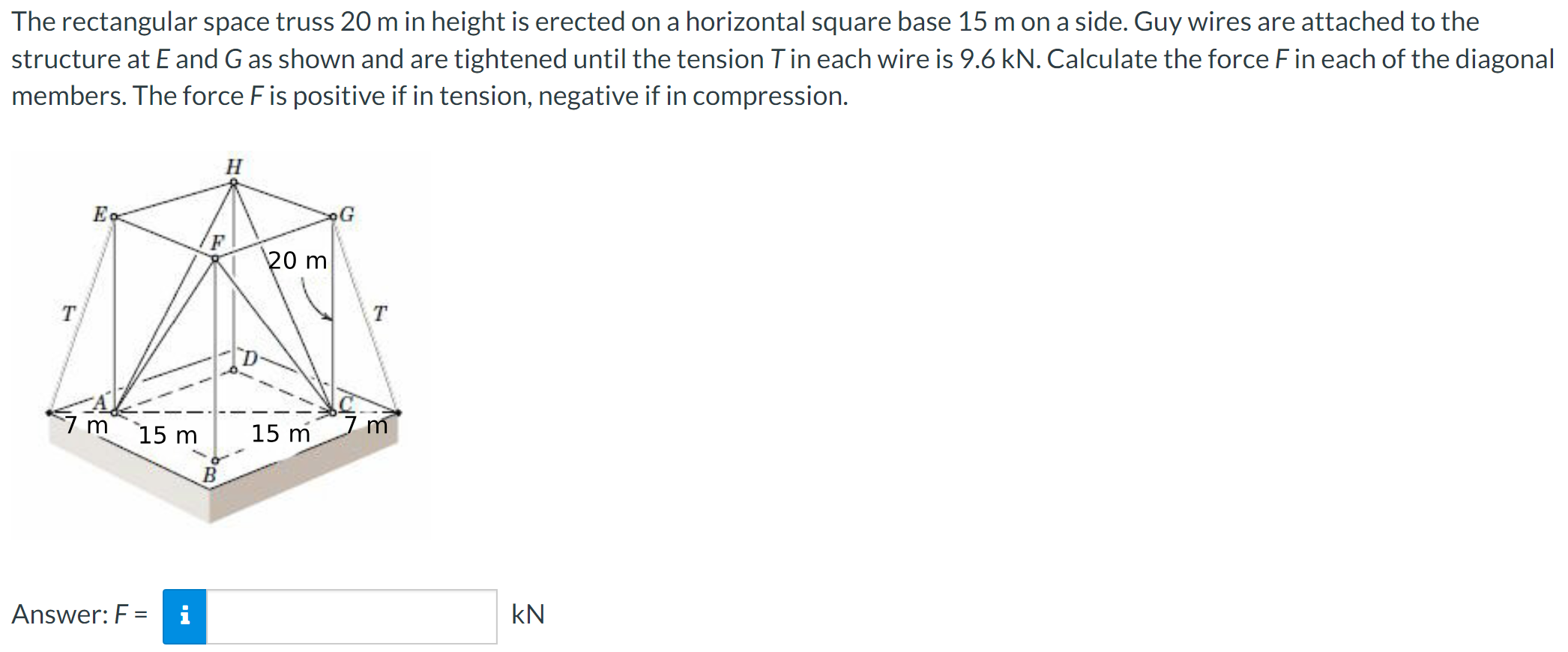 Solved The rectangular space truss 20 m in height is erected | Chegg.com