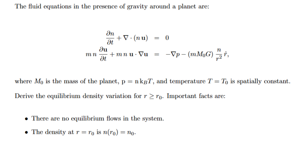 The fluid equations in ﻿the presence of ﻿gravity | Chegg.com