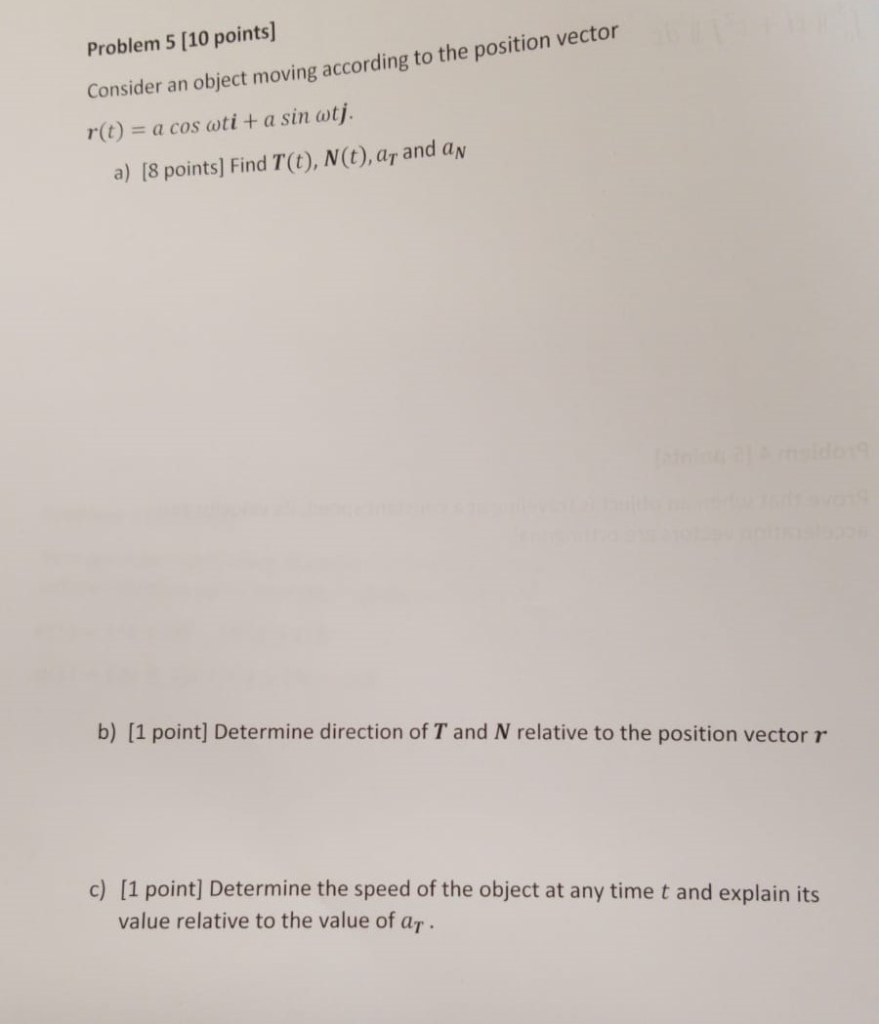 Solved Problem 5 [10 points] Consider an object moving | Chegg.com