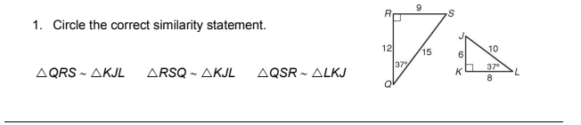 Solved R 1. Circle the correct similarity statement. 12 15 | Chegg.com