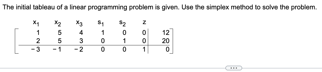 Solved ⎣⎡x112−3x255−1x343−2 s1100 s2010z00112200⎦⎤ | Chegg.com