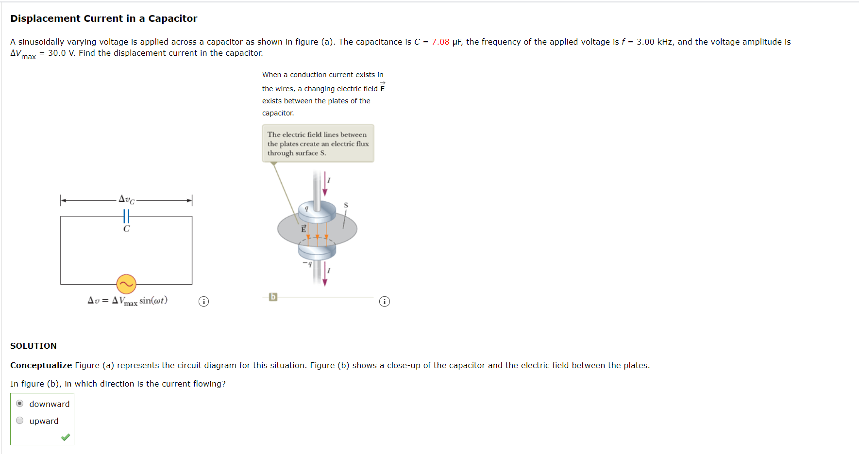 Solved Displacement Current in a Capacitor A sinusoidally | Chegg.com