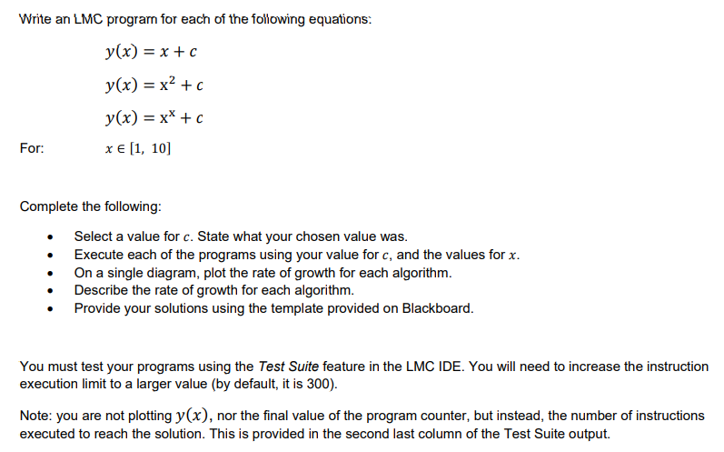 Solved Write an LMC program for each of the following | Chegg.com