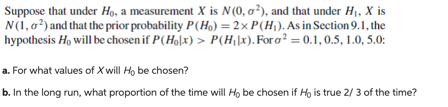 Solved Suppose that under H0, a measurement X is N(0,σ2), | Chegg.com
