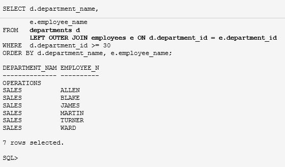 Solved SELECT d.department_name, e.employee_name FROM | Chegg.com