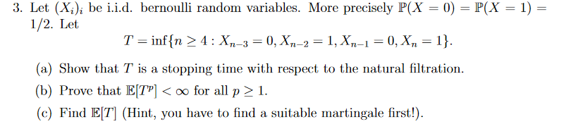 3. Let (Xi); be i.i.d. bernoulli random variables. | Chegg.com