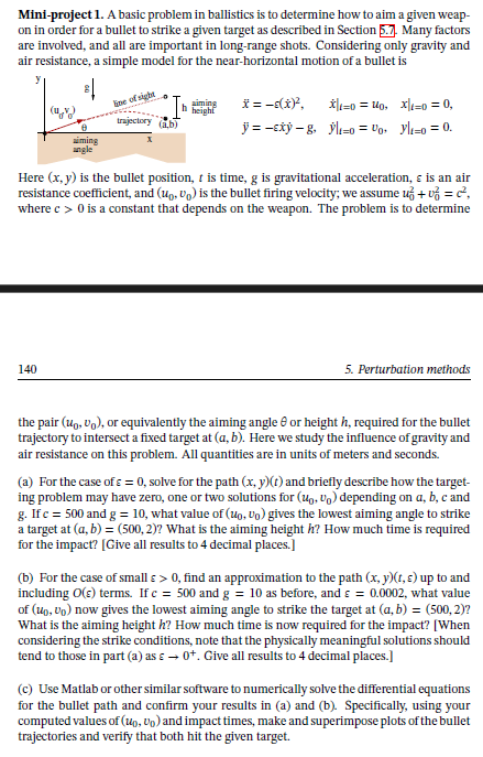 Solved Mini-project 1. A basic problem in ballistics is to | Chegg.com