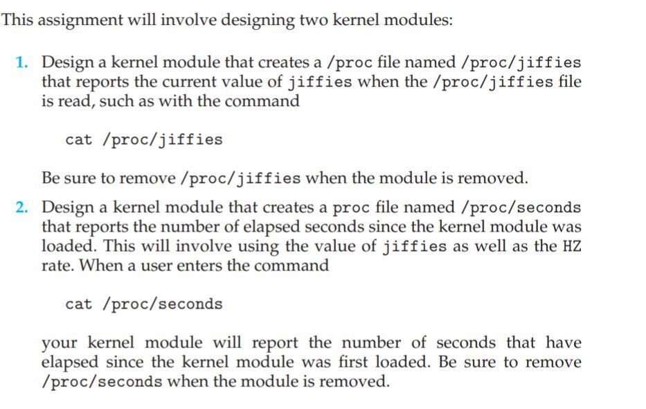 Solved This assignment will involve designing two kernel | Chegg.com