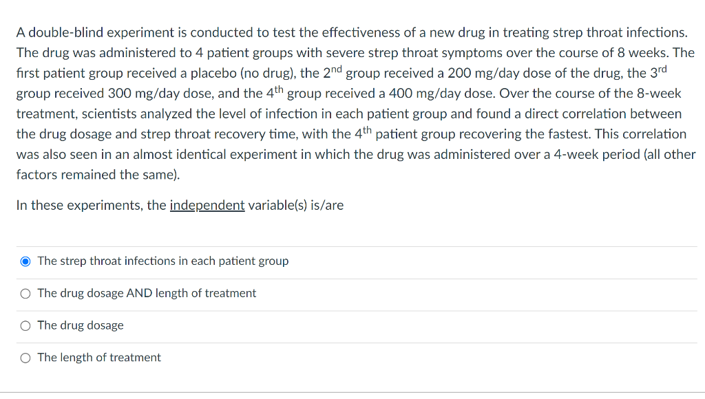 Solved A double-blind experiment is conducted to test the | Chegg.com