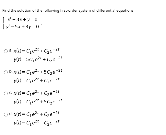 Solved Find the solution of the following first-order system | Chegg.com