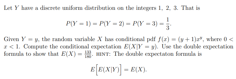 Solved Let Y have a discrete uniform distribution on the | Chegg.com