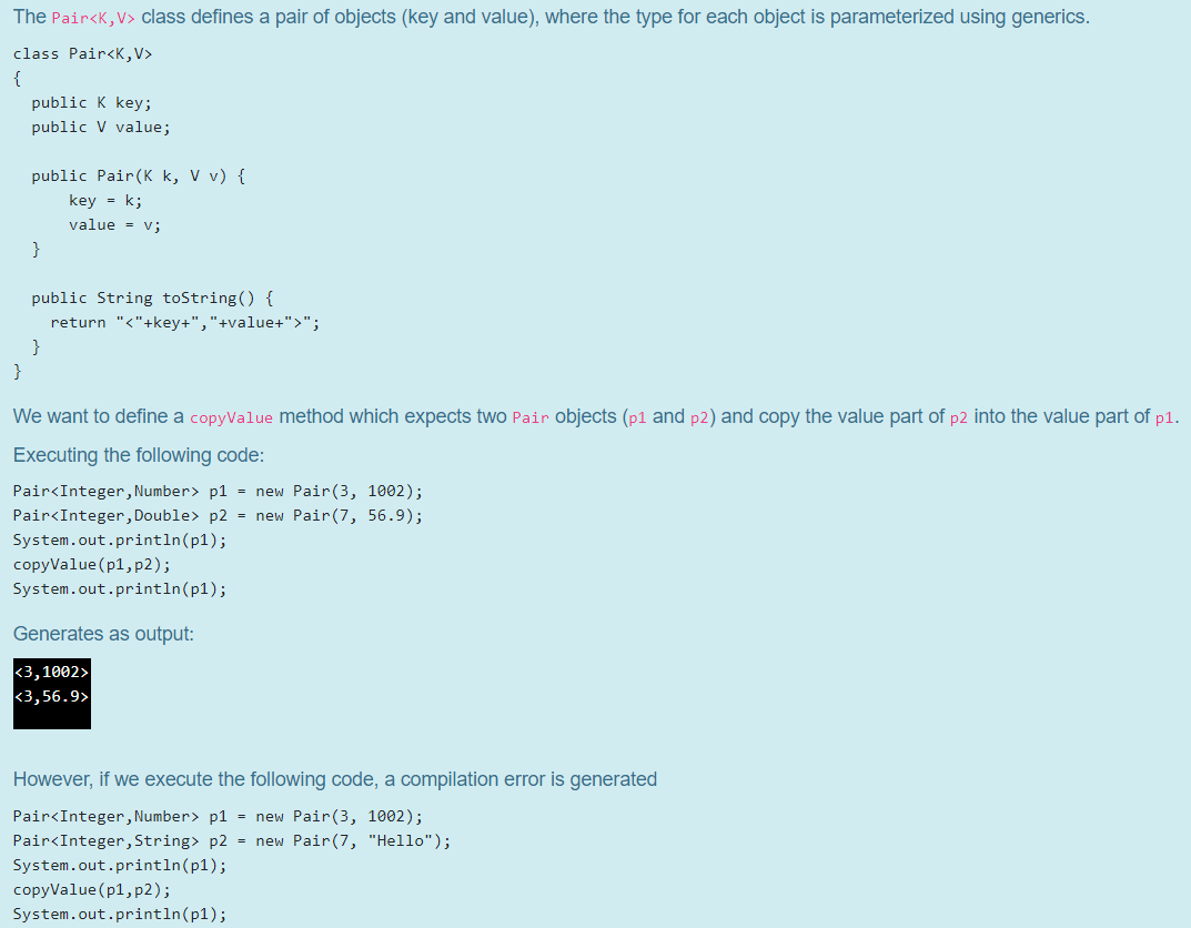 Solved The Pair class defines a pair of objects (key and | Chegg.com