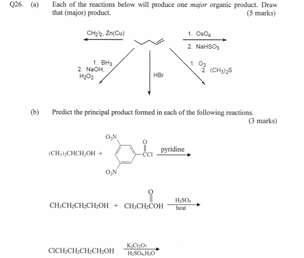Solved Q26. (a) Each of the reactions below will produce one | Chegg.com