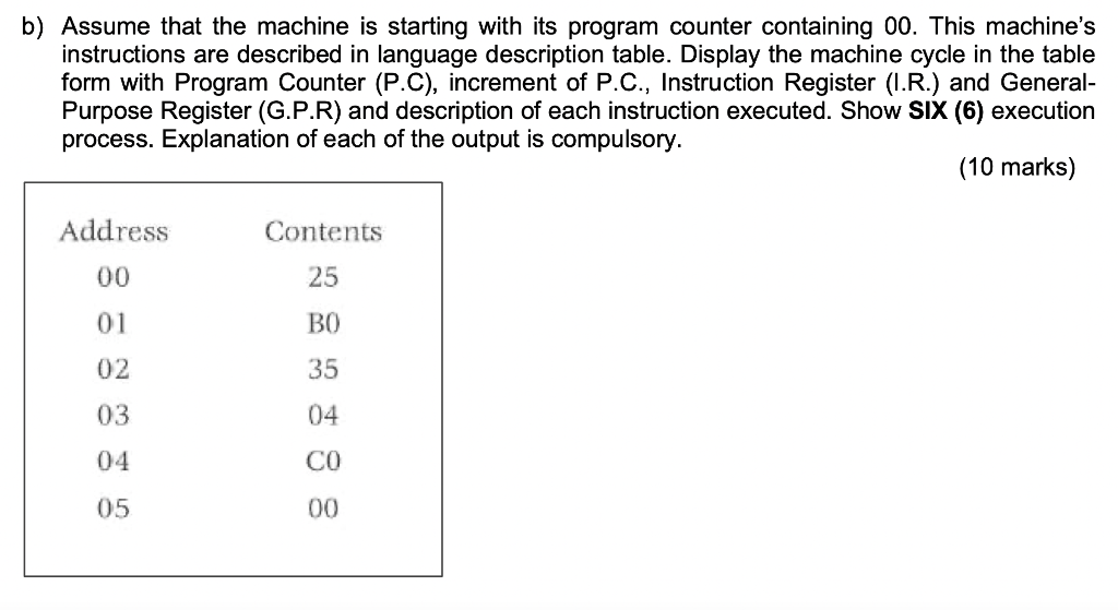 Solved Question 2 20marks A Assume That The Machine Is 