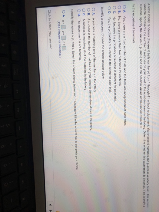 Solved A state lottery randomly chooses 6 balls numbered | Chegg.com