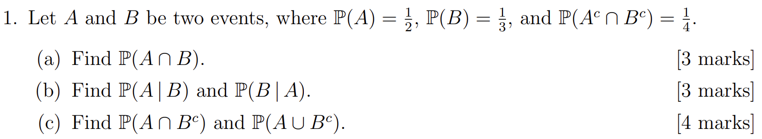 Solved 1. Let A and B be two events, where P(A)=21,P(B)=31, | Chegg.com