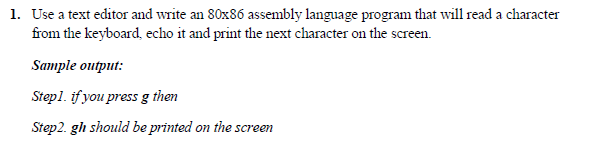 Solved 1. Use a text editor and write an 80x86 assembly | Chegg.com