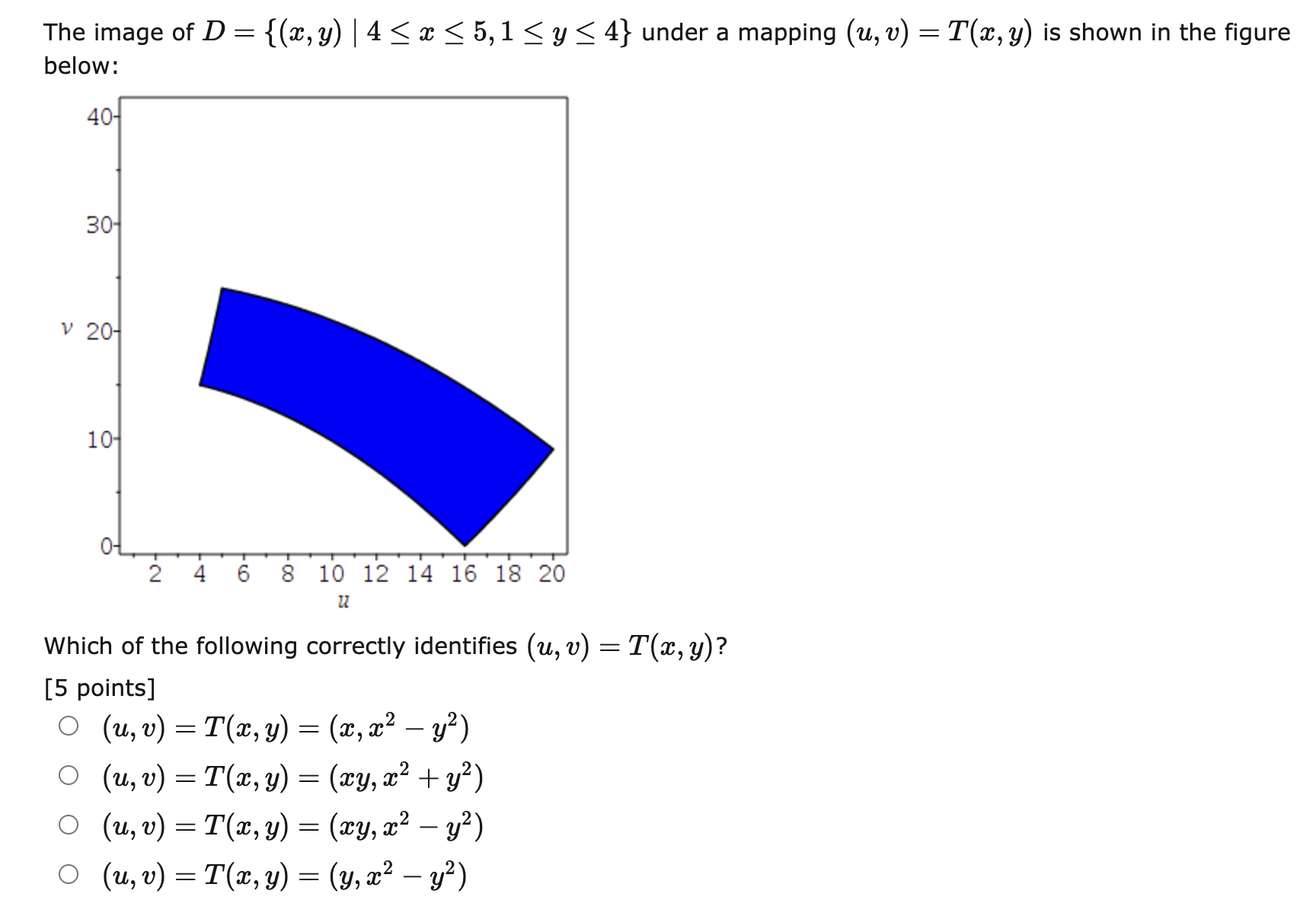 Solved The image of D={(x,y)∣4≤x≤5,1≤y≤4} under a mapping | Chegg.com