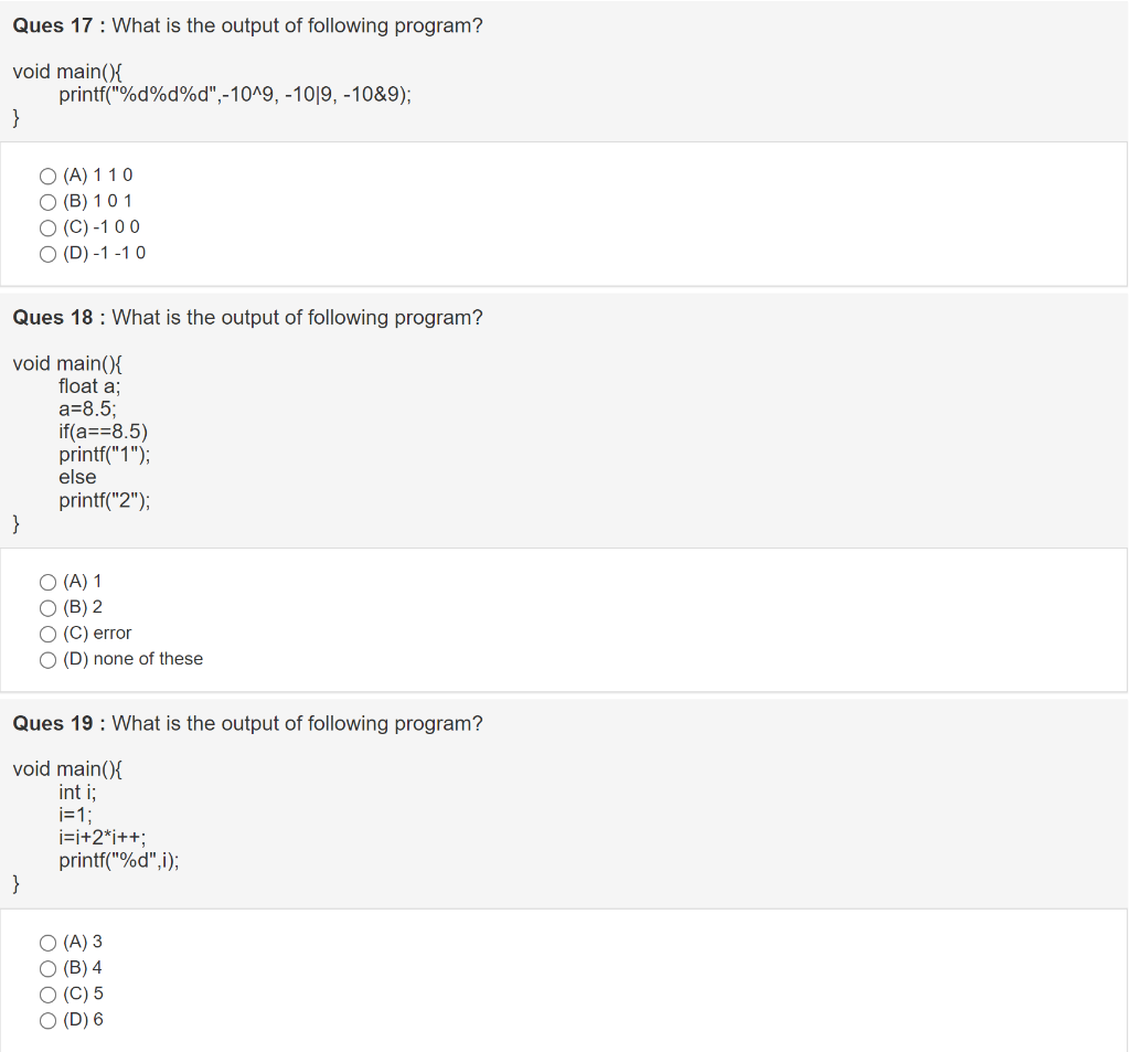 Solved Ques 11: What is the output of following program? | Chegg.com