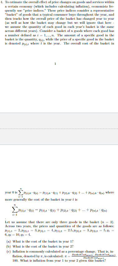 Solved 4. To estimate the overall effect of price changes on | Chegg.com