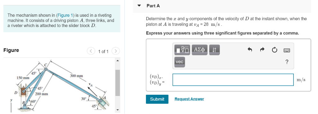 Solved Part A The mechanism shown in (Figure 1) is used in a | Chegg.com