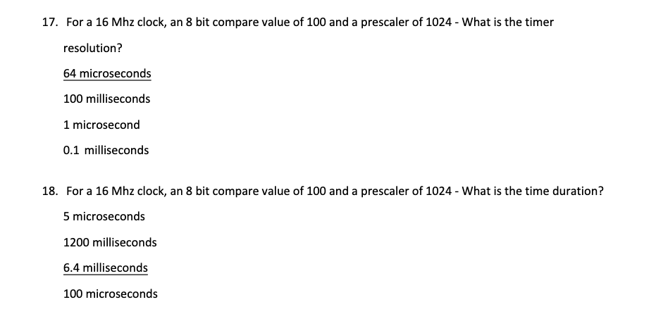 Solved 10 Im Using Timero In Normal Mode With A Prescalar 