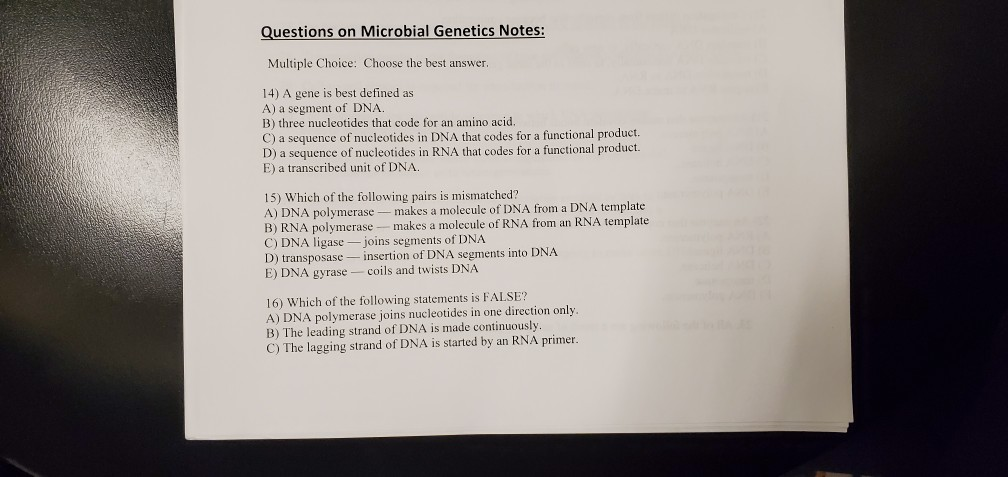 Solved Questions on Microbial Genetics Notes: Multiple | Chegg.com