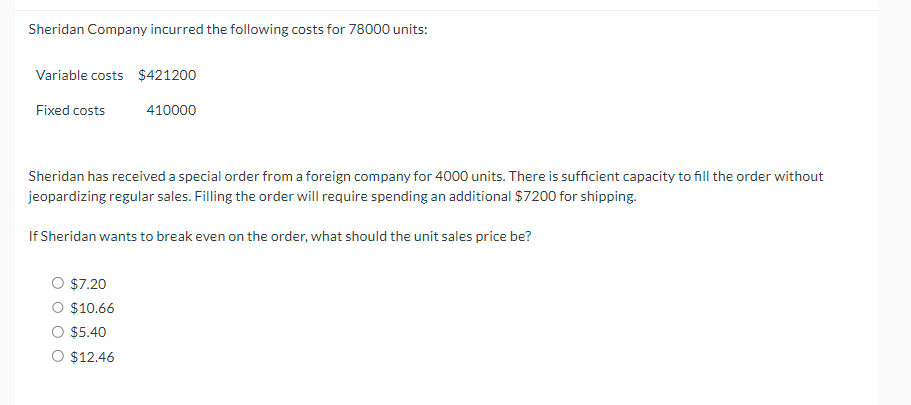 Solved Sheridan Company incurred the following costs for | Chegg.com