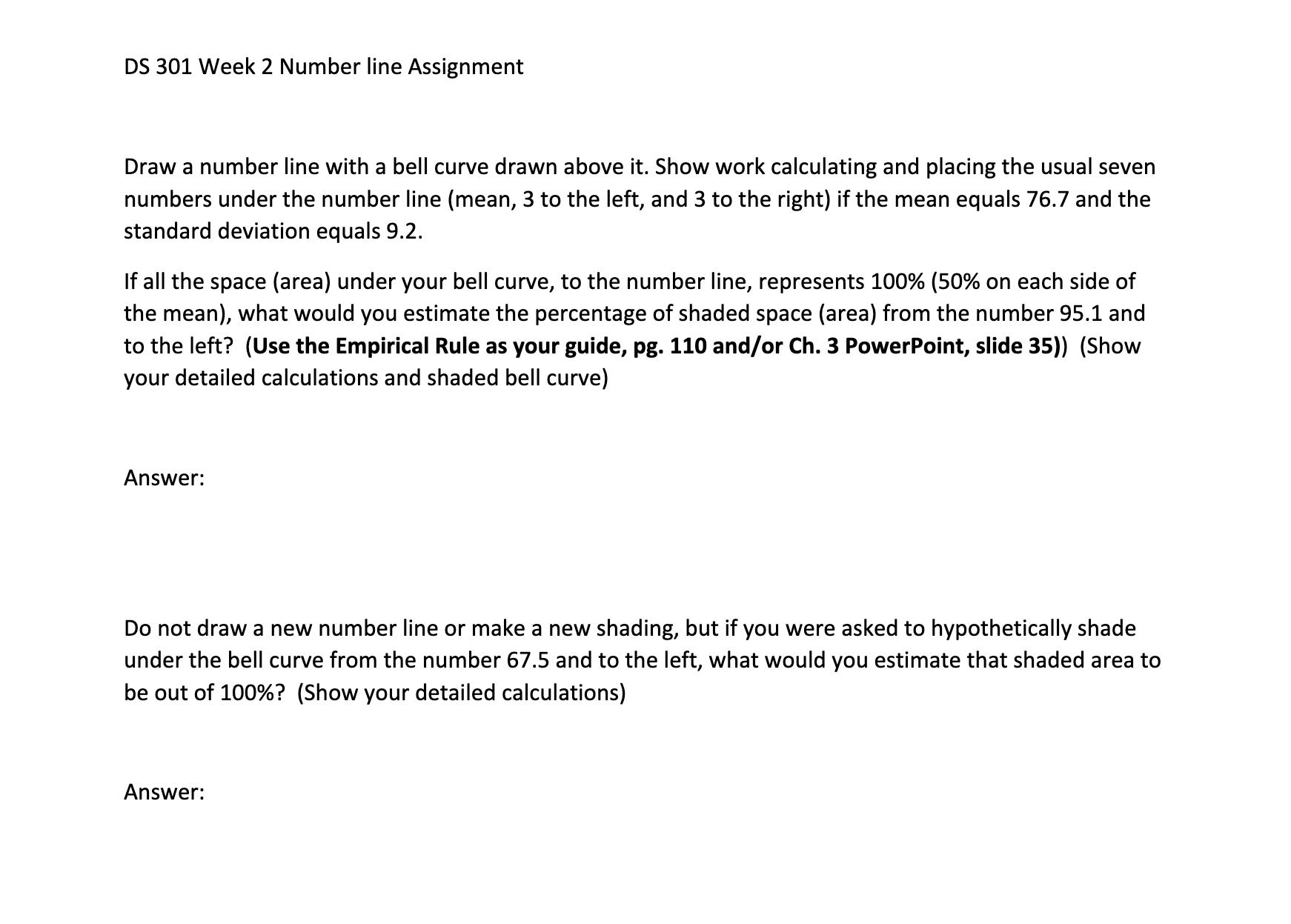 Solved DS 301 Week 2 Number line Assignment Draw a number | Chegg.com